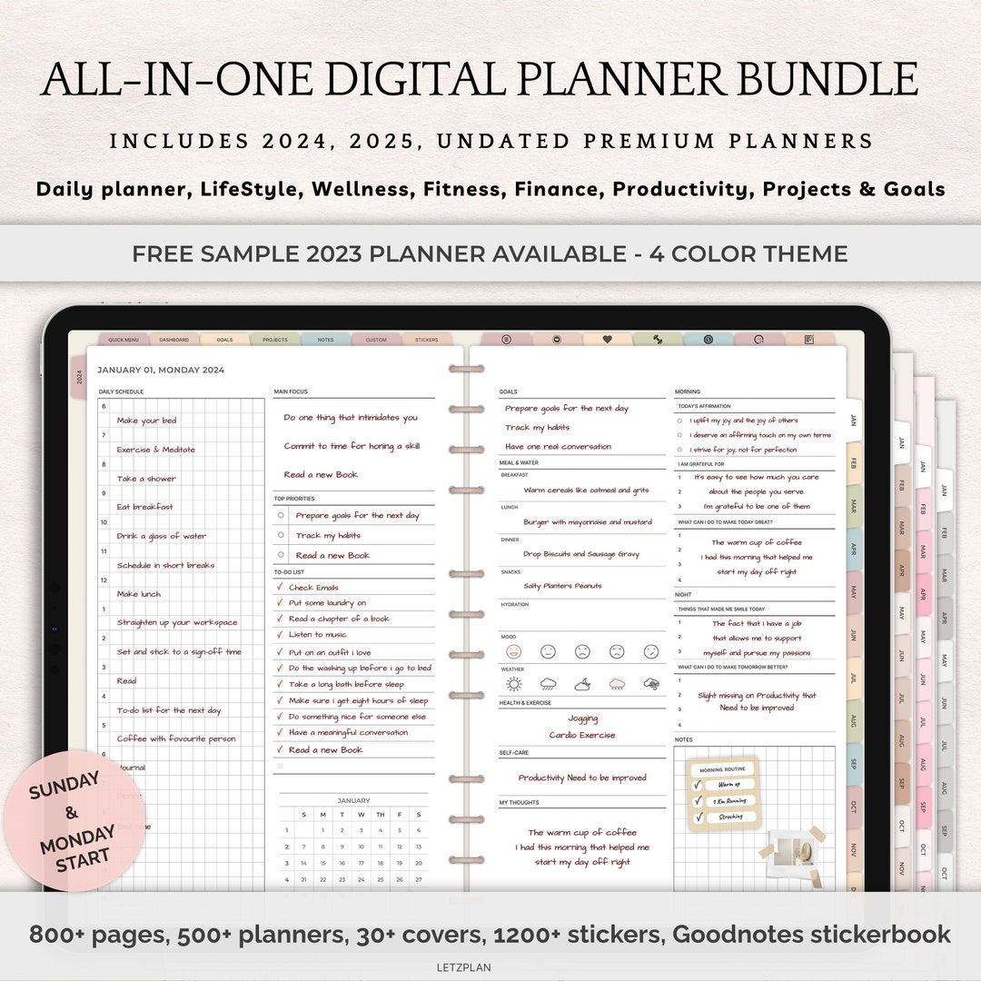 Digital Planner, 2025 Undated Digital Planner, Goodnotes Planner, iPad ...