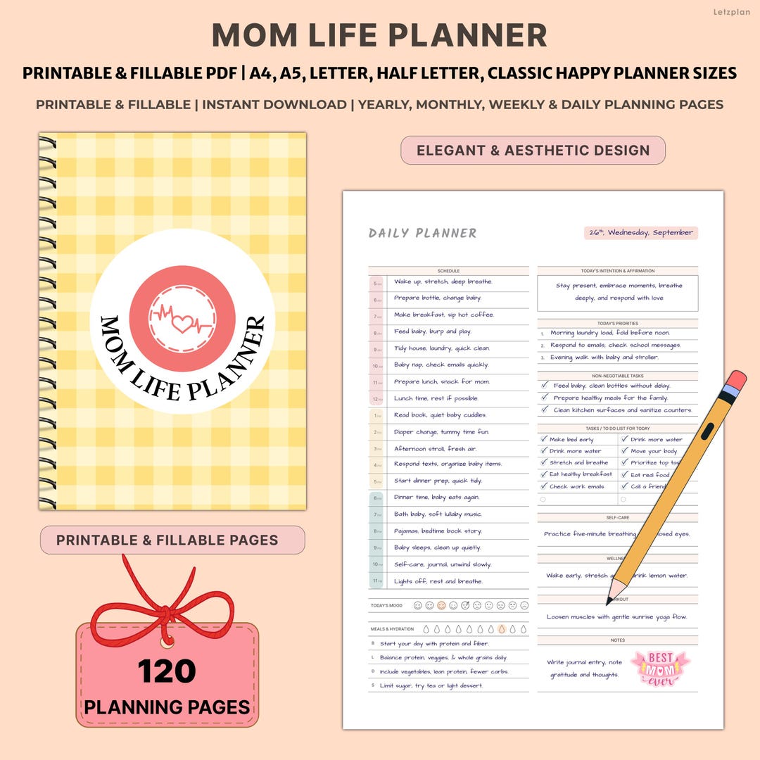 Printable Mom Life Planner | Undated Family Organizer & Home Binder ...