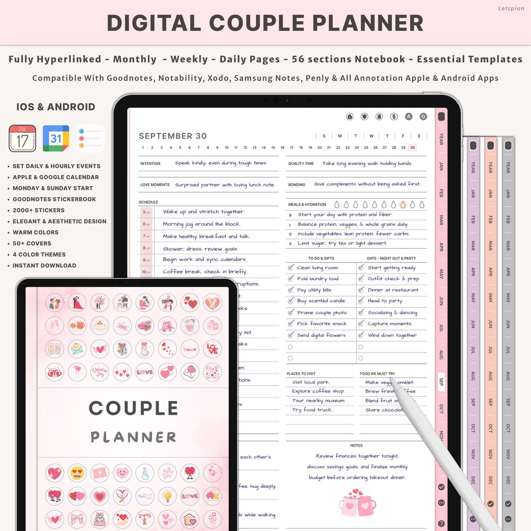 Digital Couple Planner | Relationship Goals Journal | Love, Growth ...
