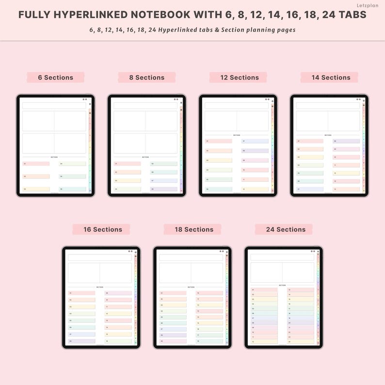 Digital Notebooks Bundle | Goodnotes + Notability | Pastel Hyperlinked ...