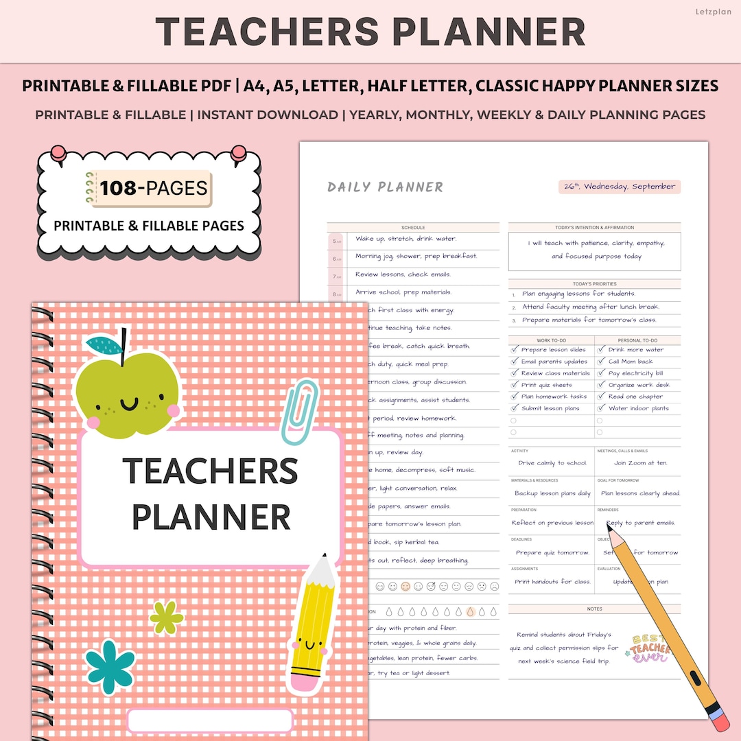 Printable Teacher Planner | Lesson Plans Classroom Organizer | Daily ...