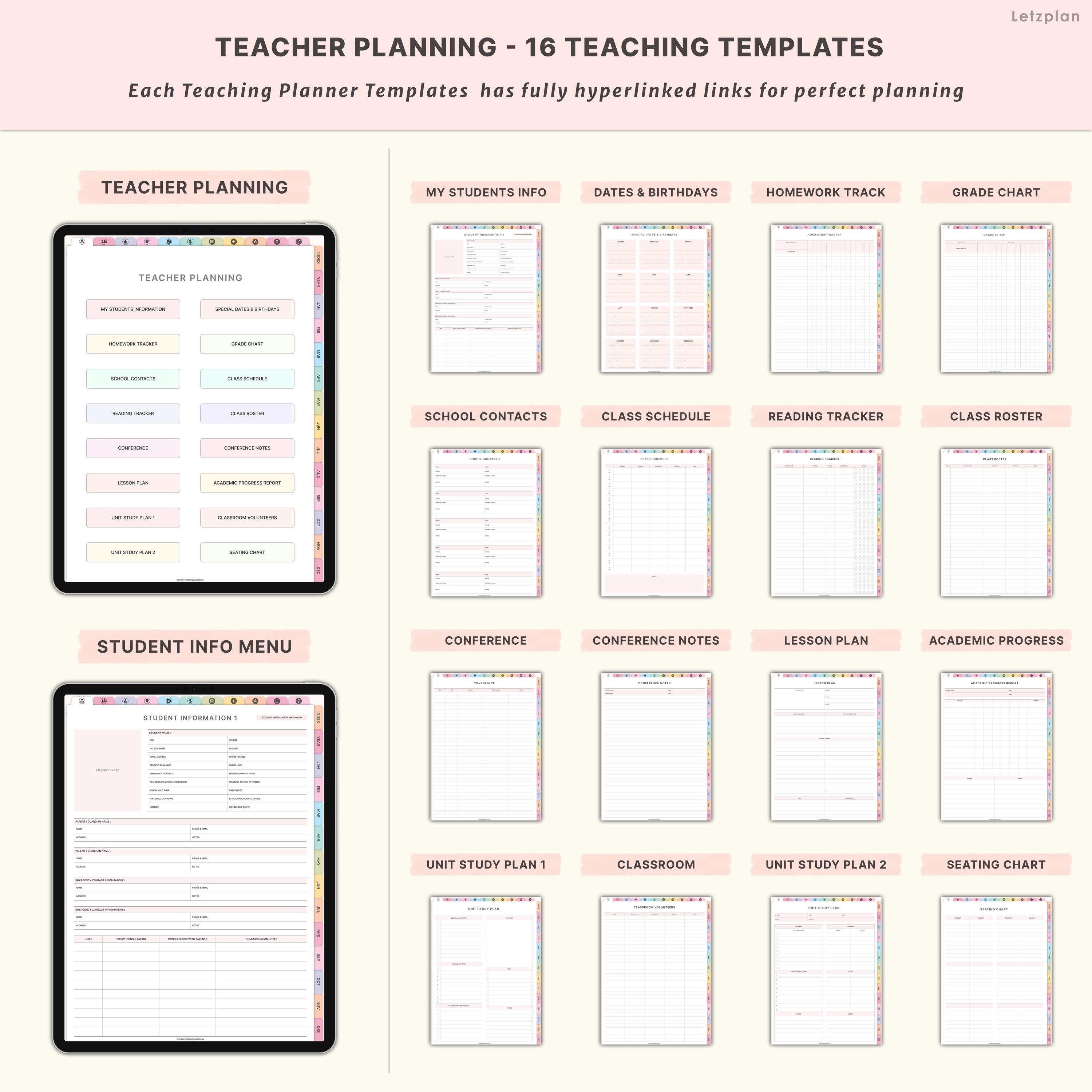Digital Teacher Planner Undated Pastel Themed Academic Goodnotes iPad ...