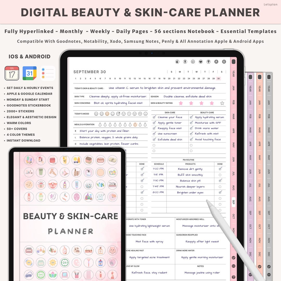 Digital Skincare Planner Beauty Routine Journal Glow up Tracker for ...