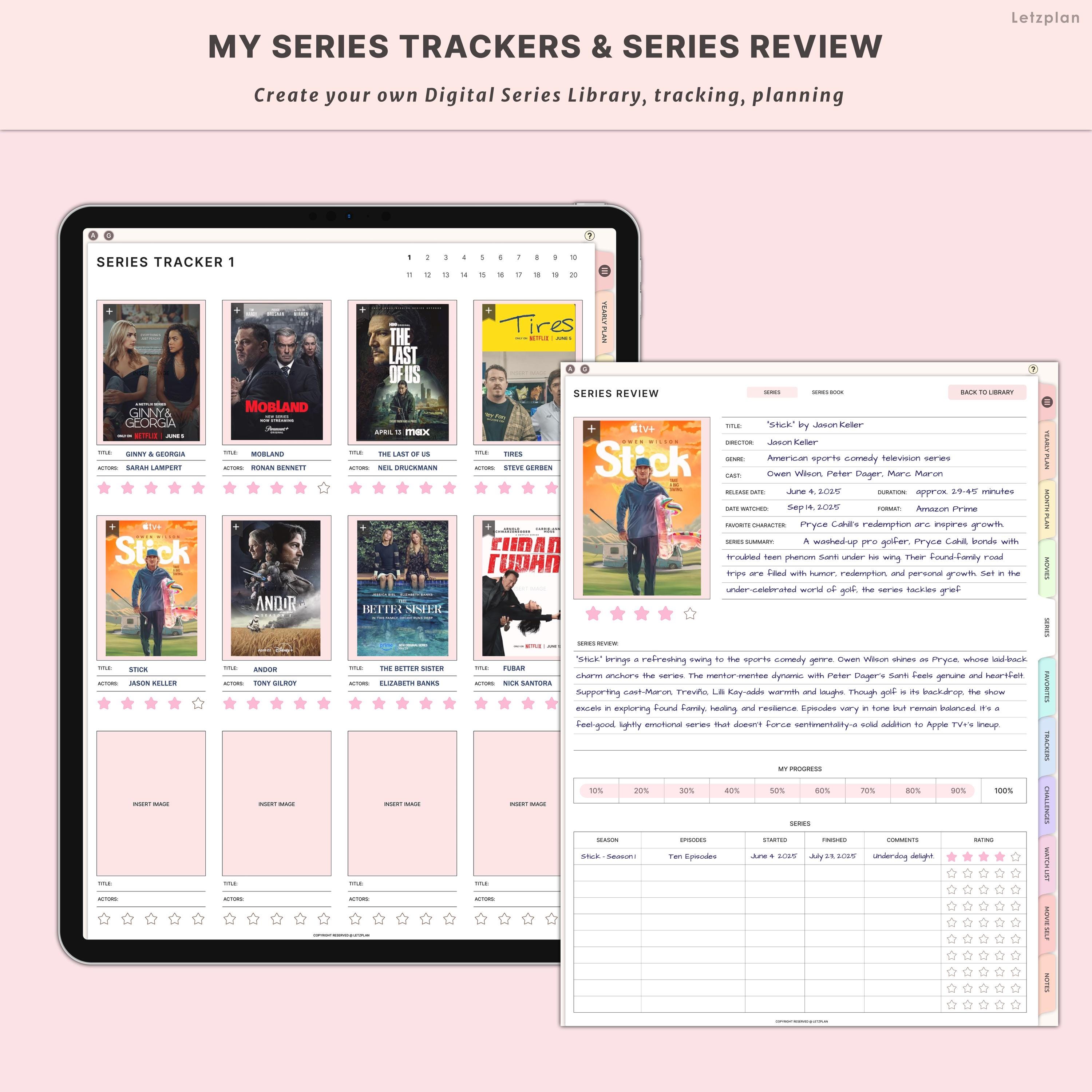 Digital Movies and Series Planner for iPad Goodnotes Notability | TV ...