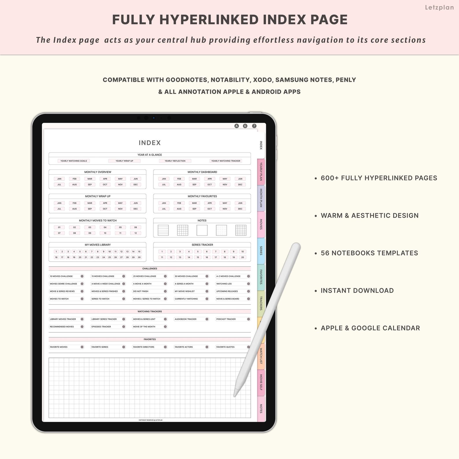 Digital Movie and TV Series Journal for Goodnotes | Film Review Tracker ...