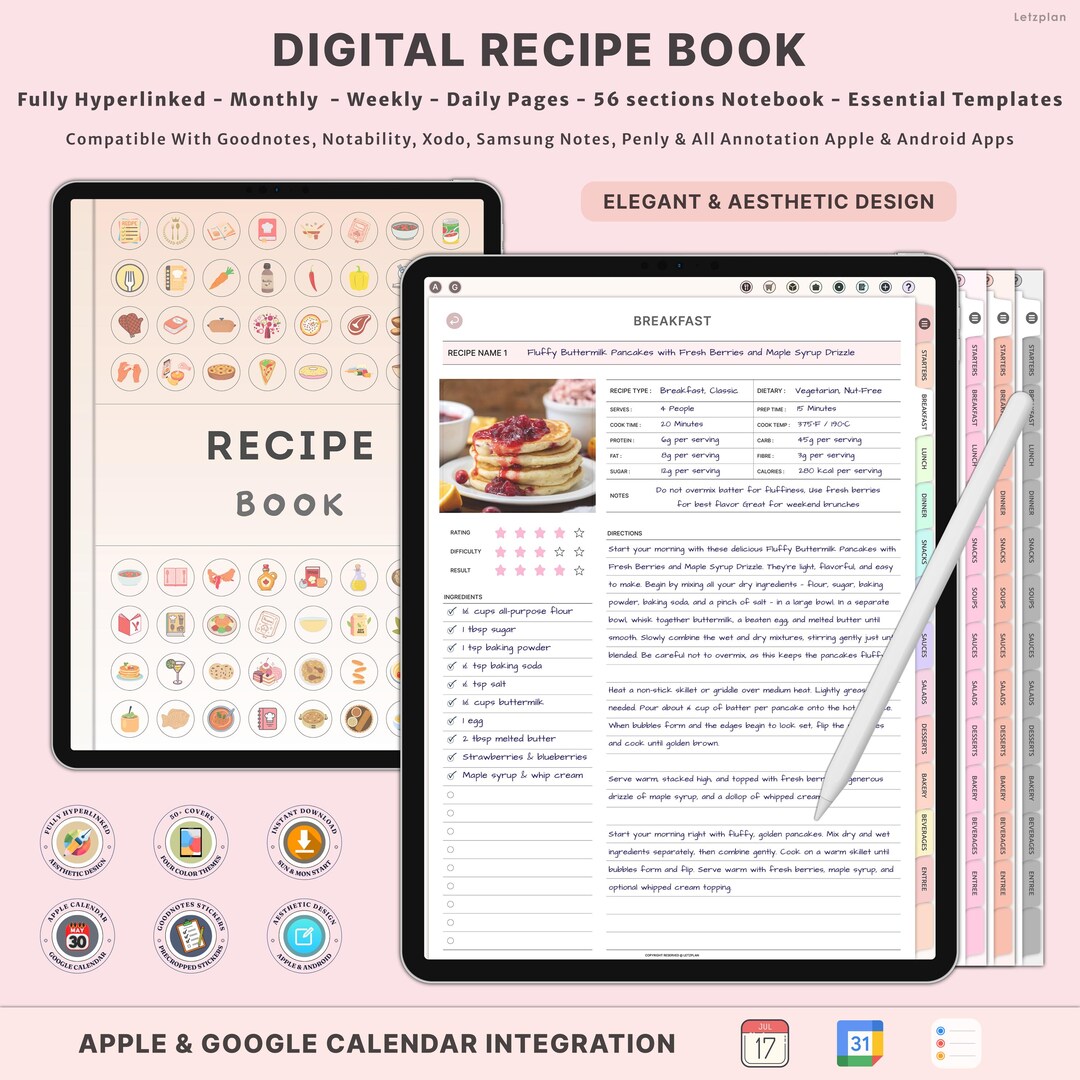 Digital Recipe Journal and Cookbook for iPad | Recipe Book With Grocery ...