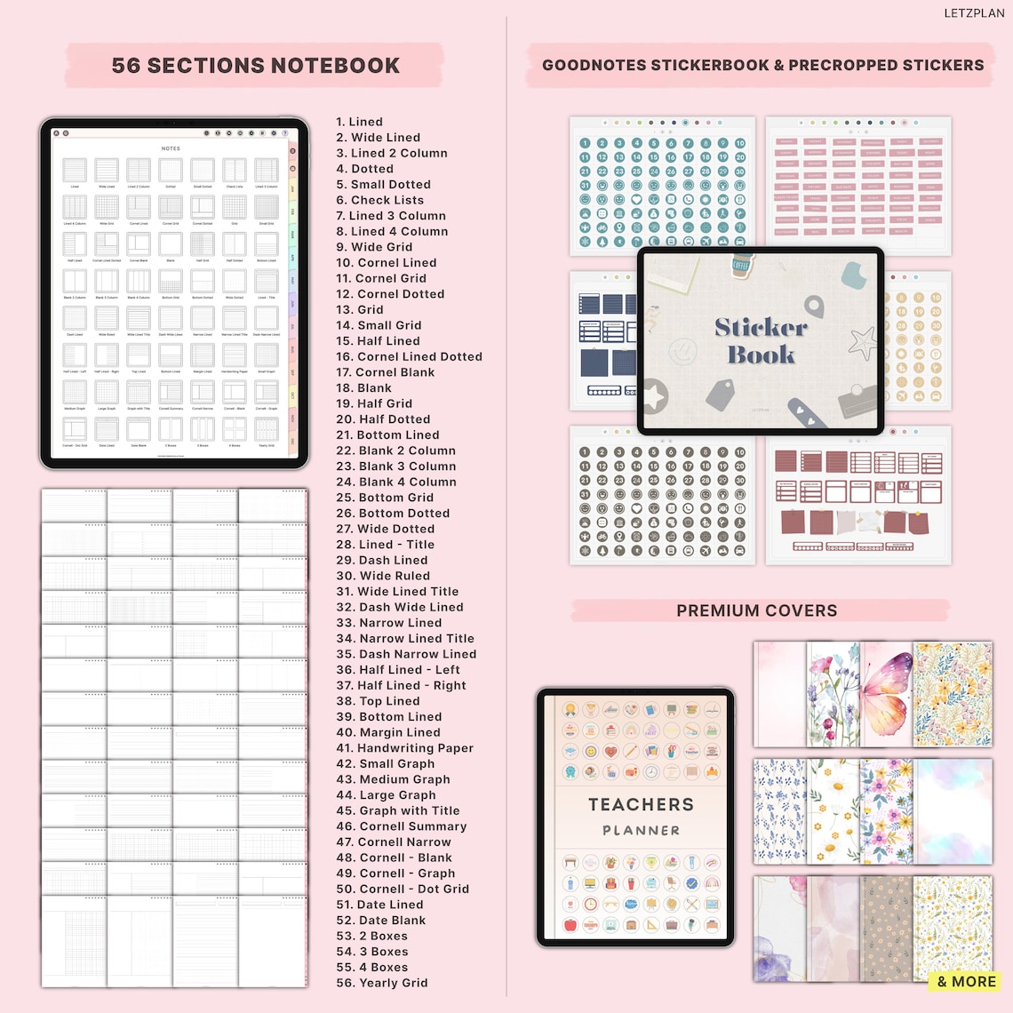 Undated Digital Teacher Planner With Lesson Templates for Goodnotes ...