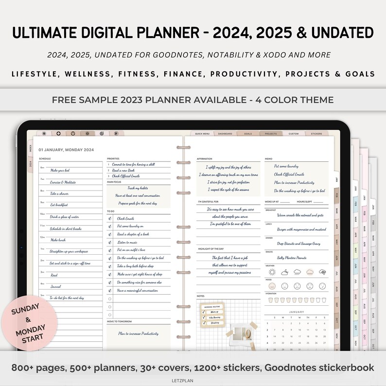 Digital Planner, Goodnotes Planner, Daily Planner, Weekly Planner, iPad ...