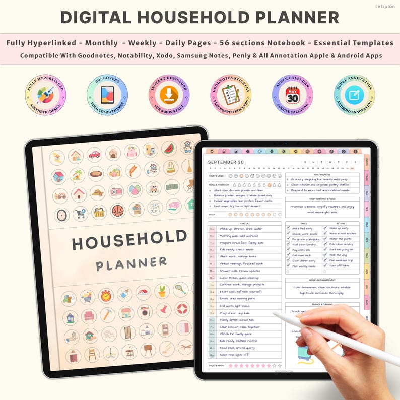 Digital Home Planner Cleaning Checklist Household Management Life ...
