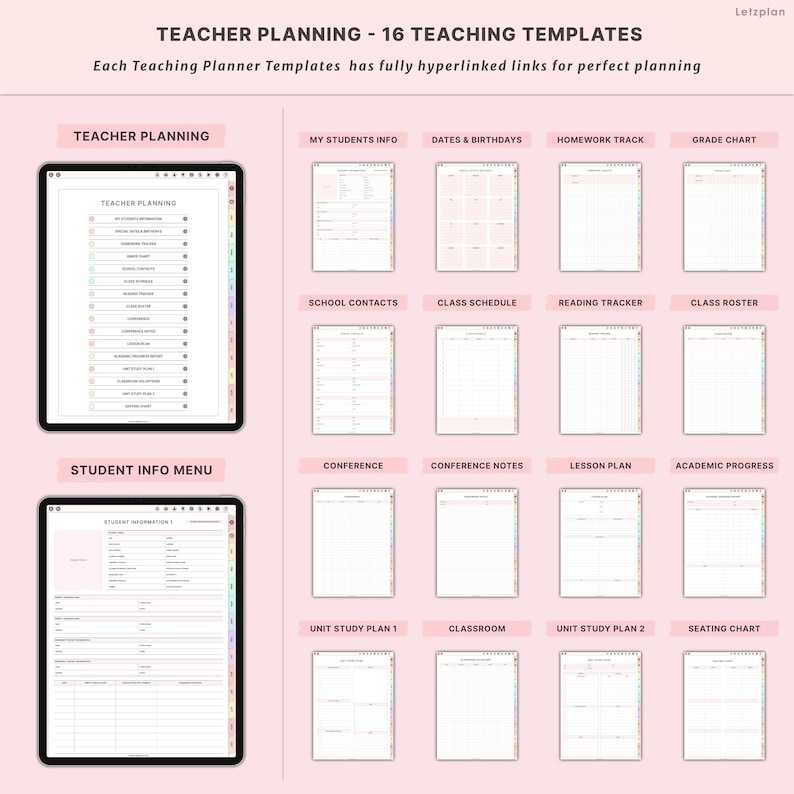 Undated Digital Teacher Planner With Lesson Templates for Goodnotes ...