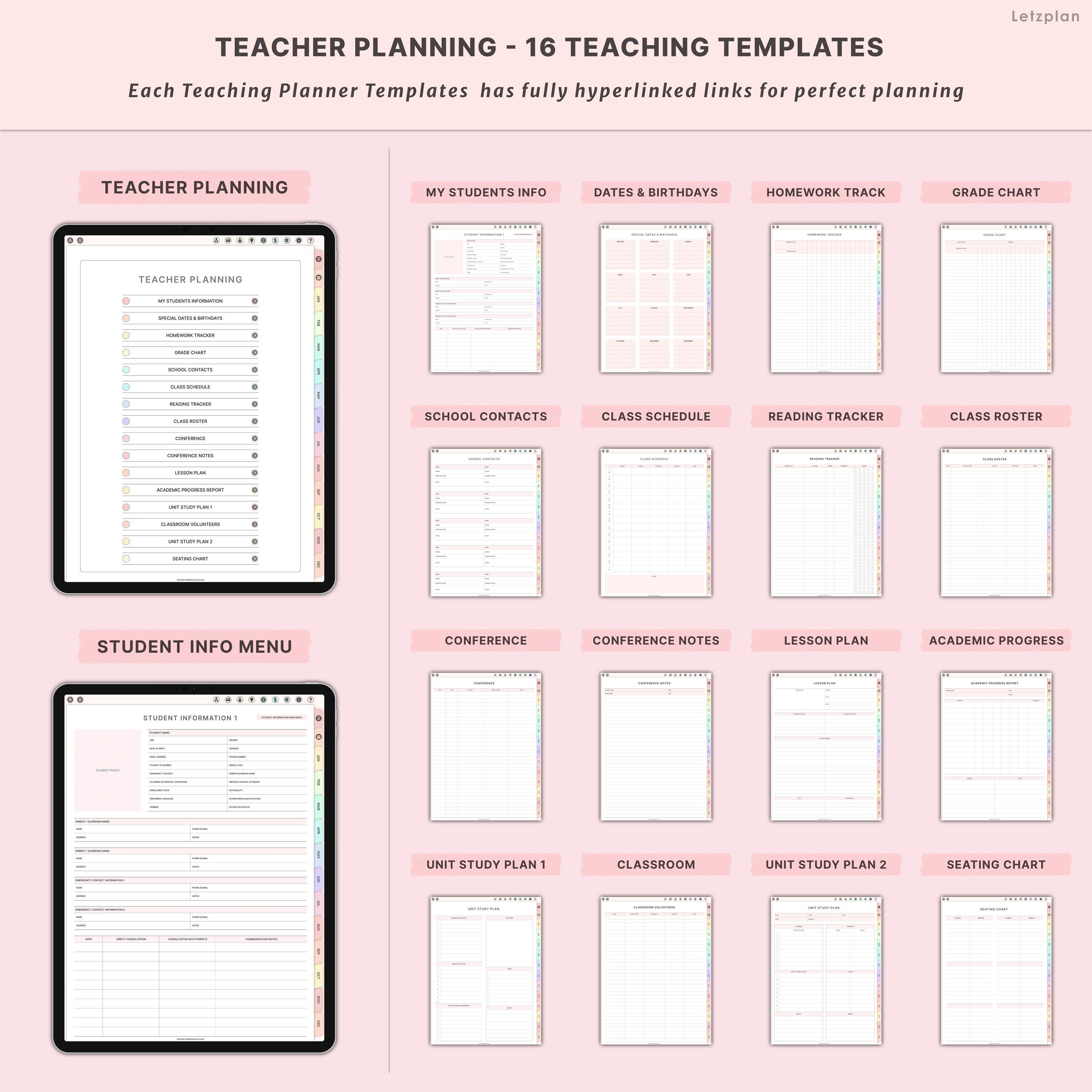 Undated Digital Teacher Planner With Lesson Templates for Goodnotes ...