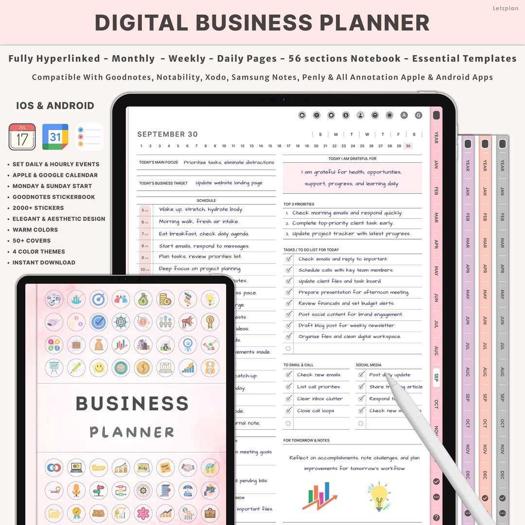 Digital Business Planner for Small Business | Goodnotes iPad Organizer ...