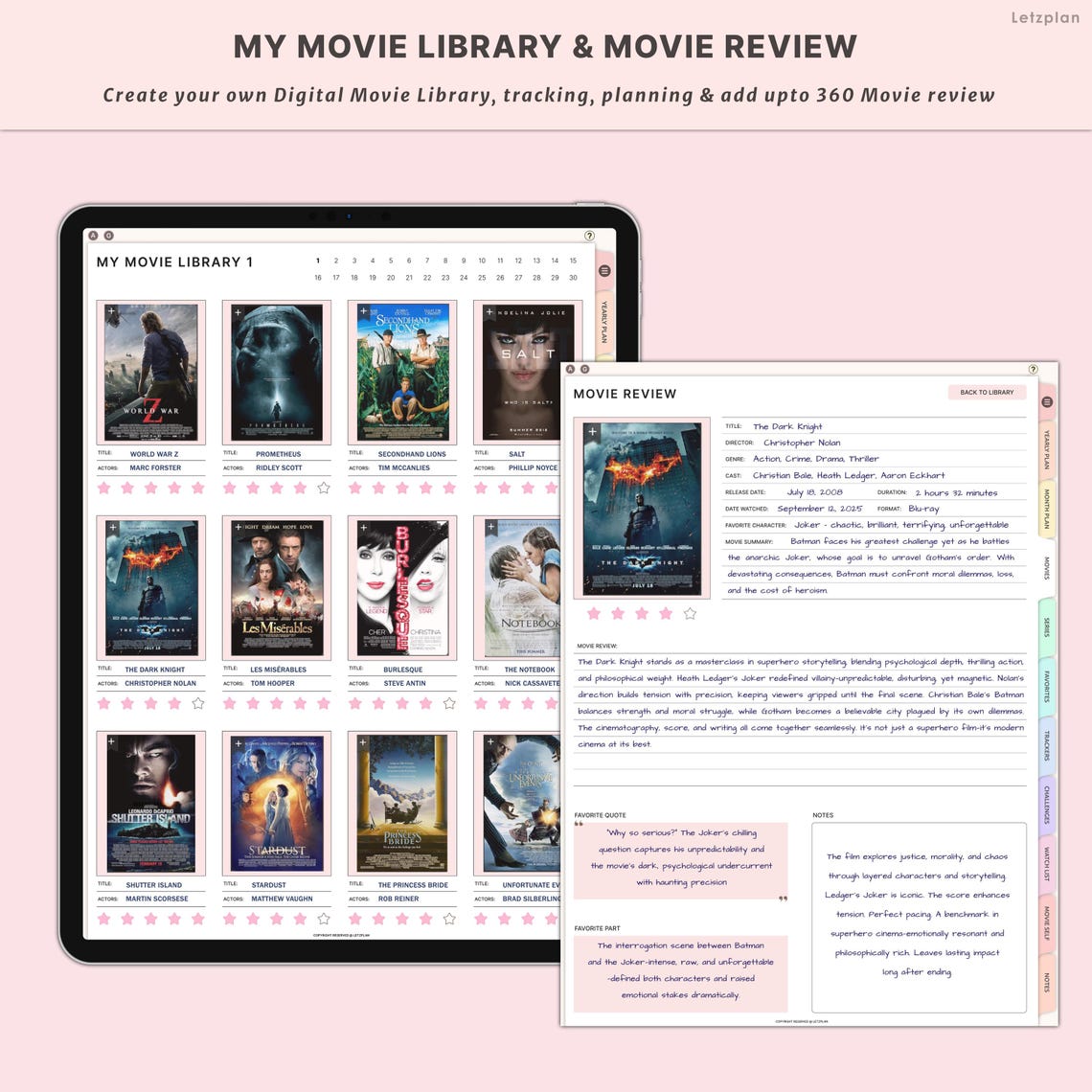 Digital Movies and Series Planner for iPad Goodnotes Notability | TV ...
