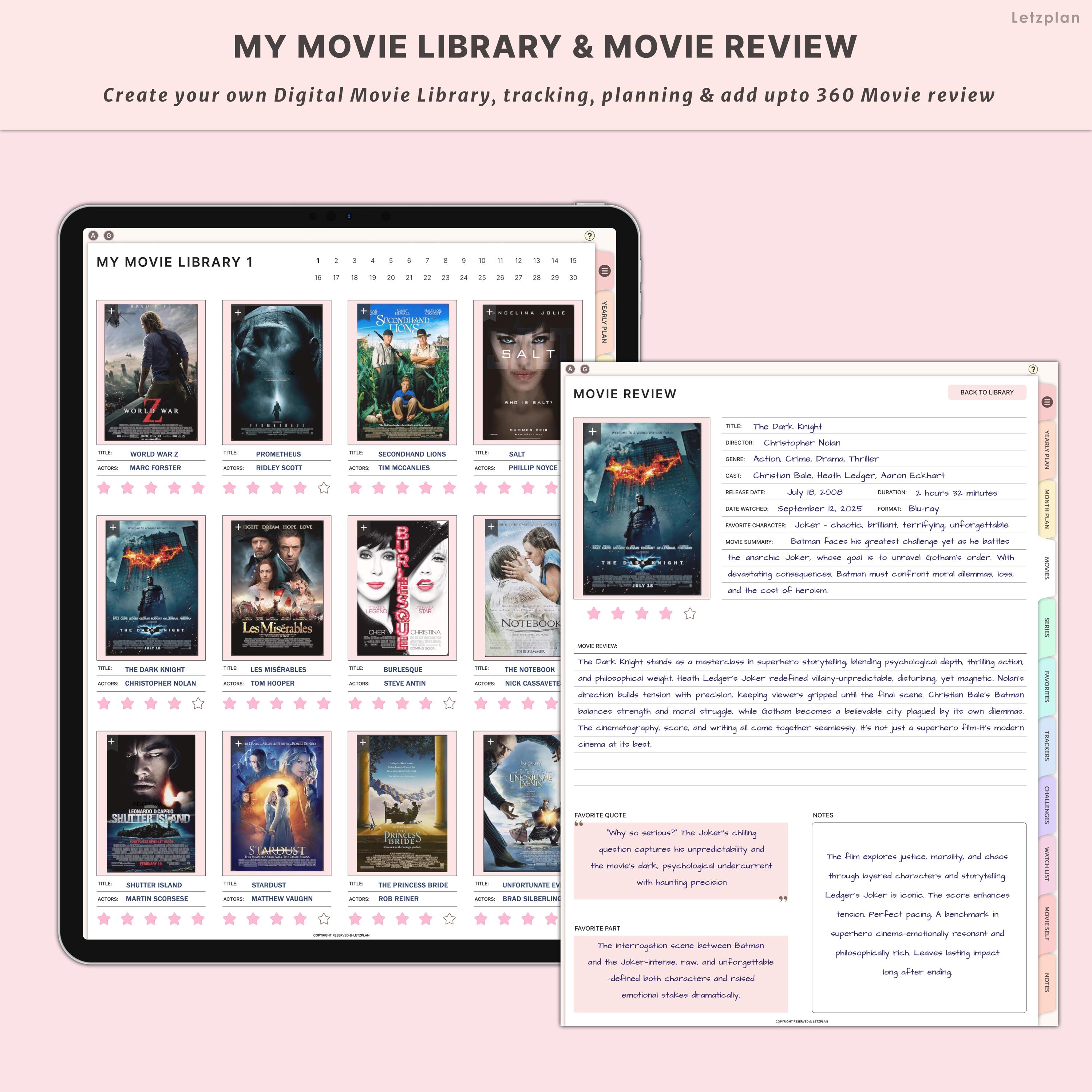 Digital Movies and Series Planner for iPad Goodnotes Notability | TV ...