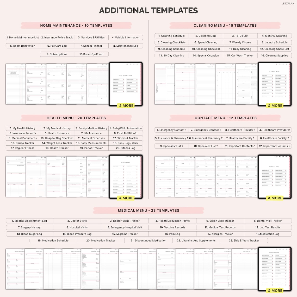 Digital Household Planner iPad Goodnotes Template Cleaning Schedule ...