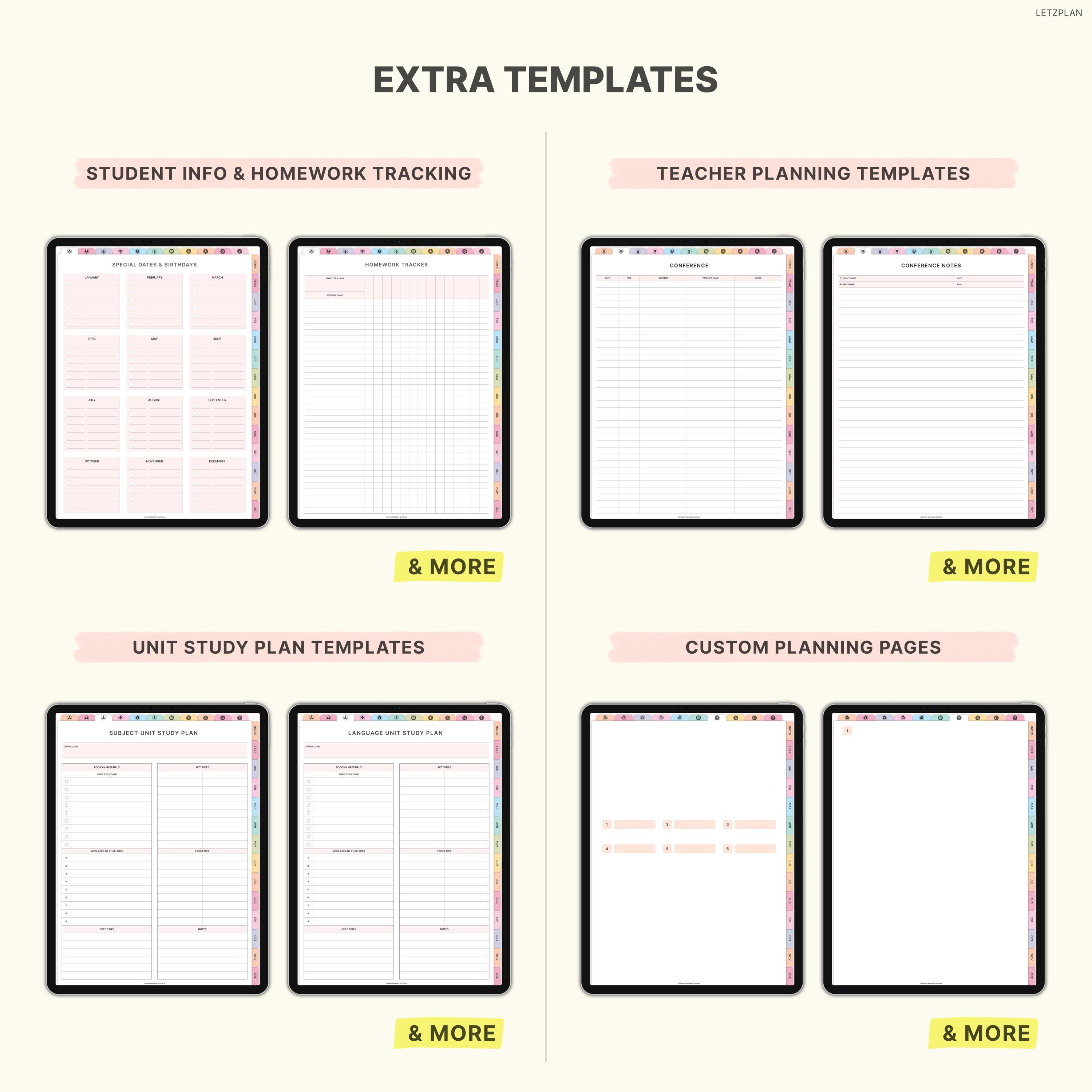 Digital Teacher Planner Undated Pastel Themed Academic Goodnotes iPad ...