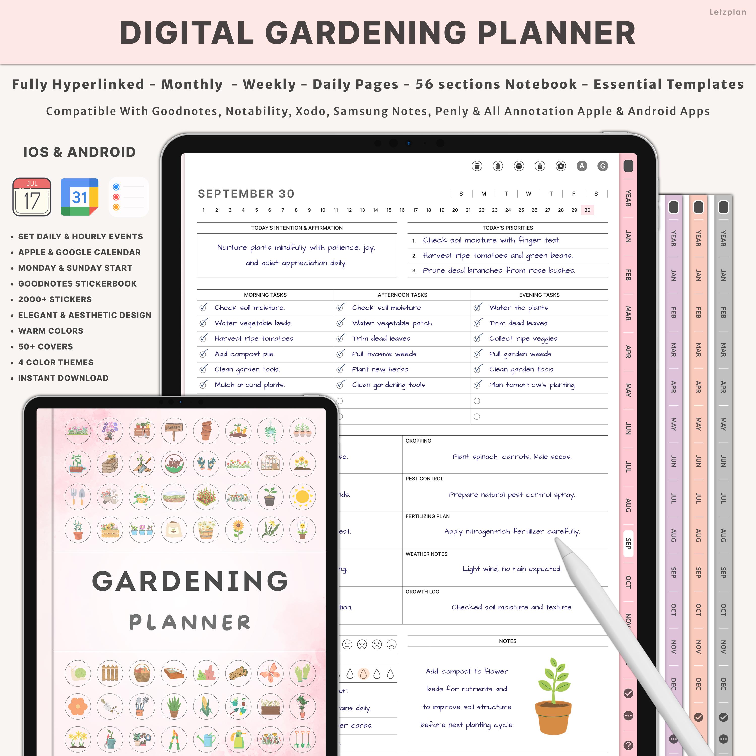 Digital Gardening Planner With Garden Journal Garden Logbook Plant Care ...