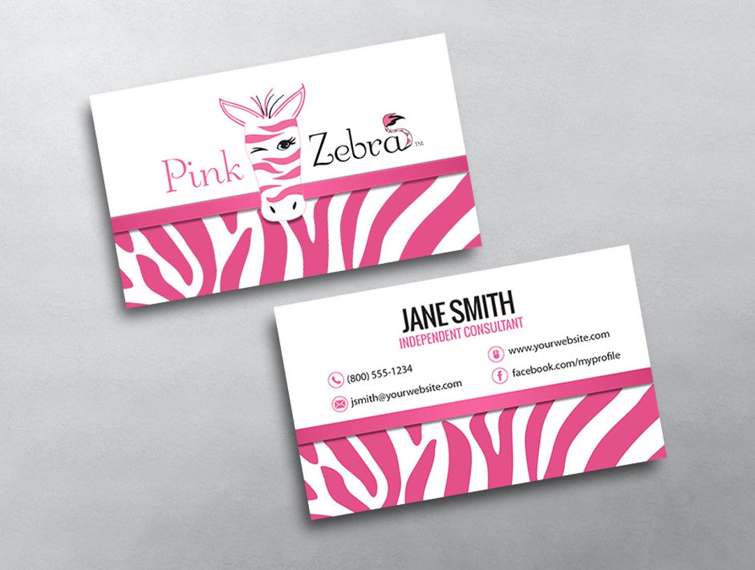 Pink Zebra Business Card Independent Consultant Business Card Design ...