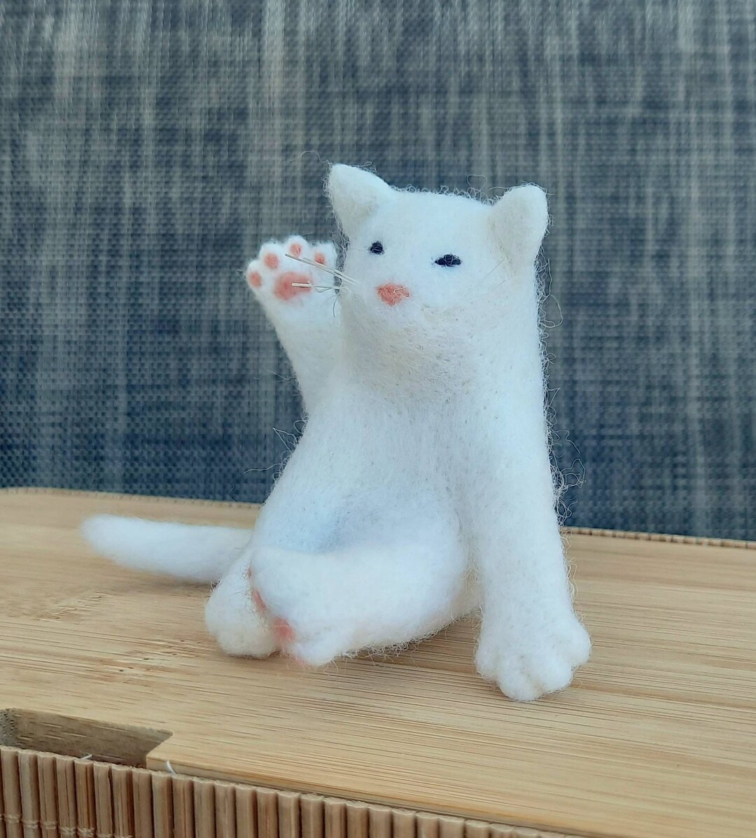 White Cat Made of Wool. Felting Toy - Etsy