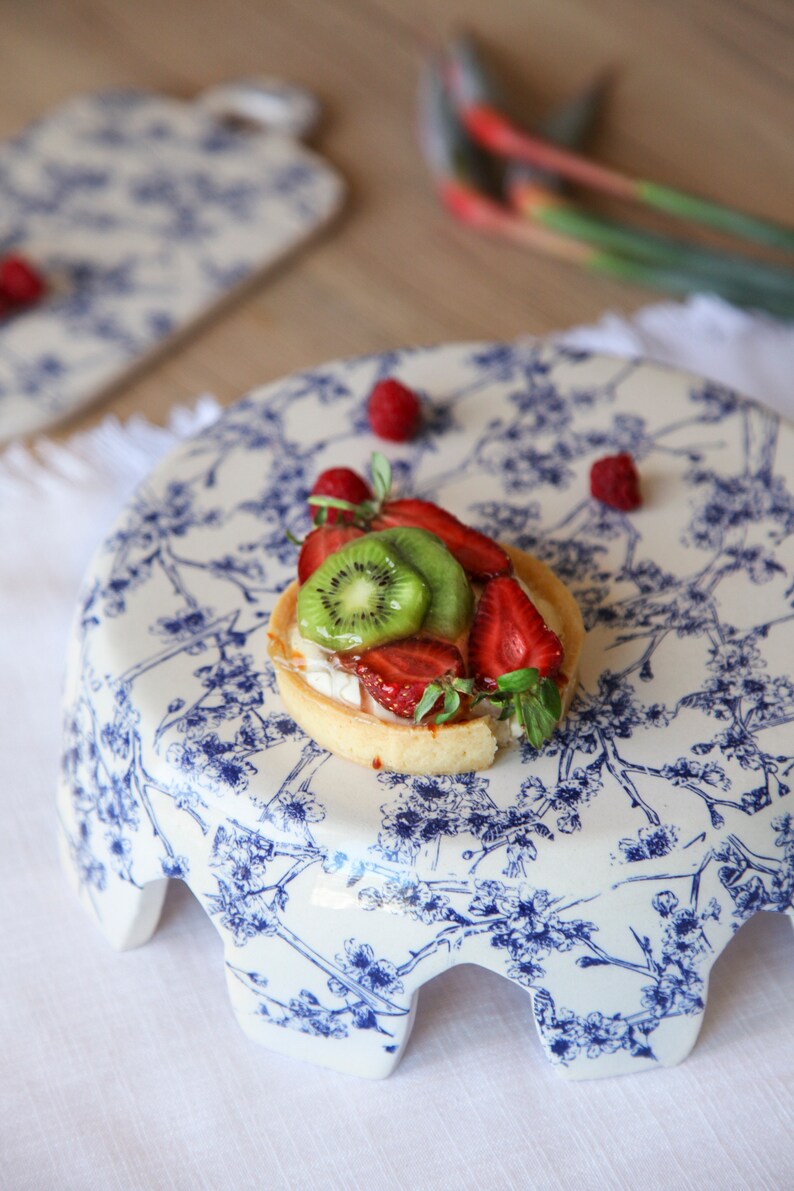 Ceramic Cake Stand, Wedding Cake Stand, White and Red Serving Plate ...