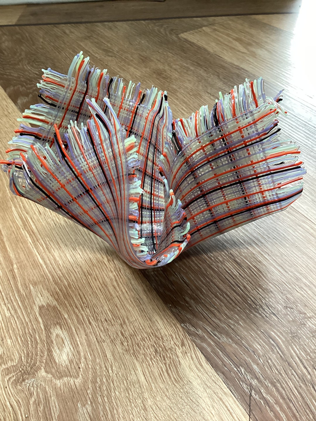 Handmade Fused Glass Tartan Vase, Tapestry Art Decor - Etsy UK