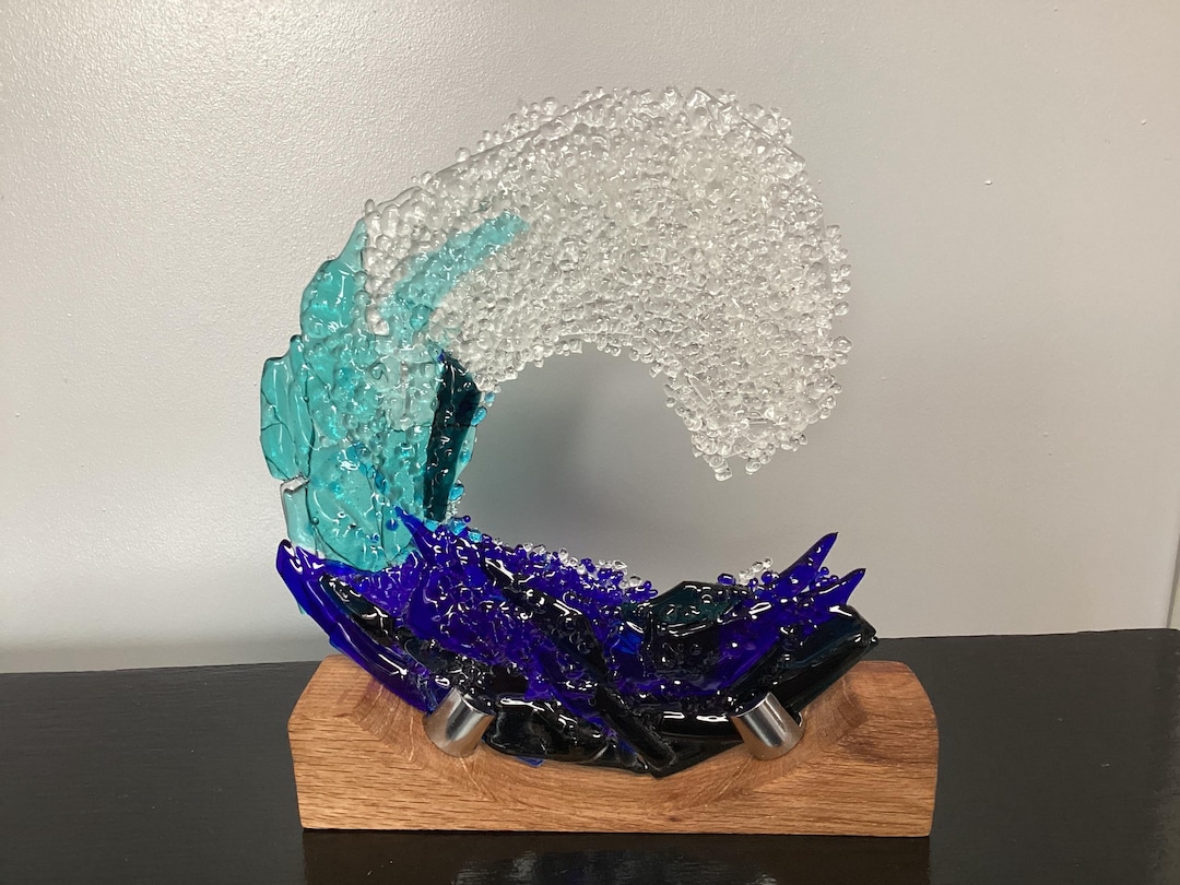 Medium Handmade Beautiful Fused Glass Wave, Ocean Lover, Gift for ...