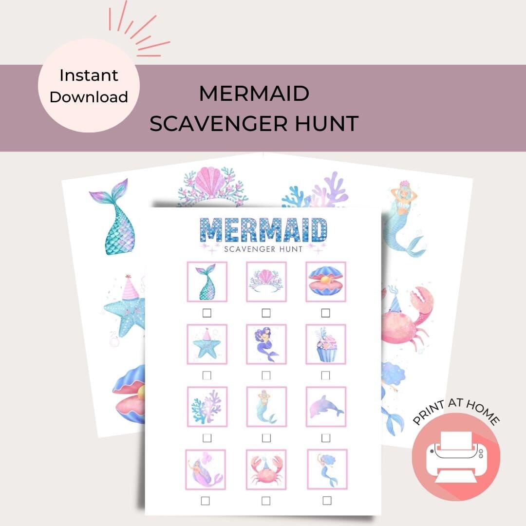 Mermaid Printable Scavenger Hunt & Party Game Instant - Etsy