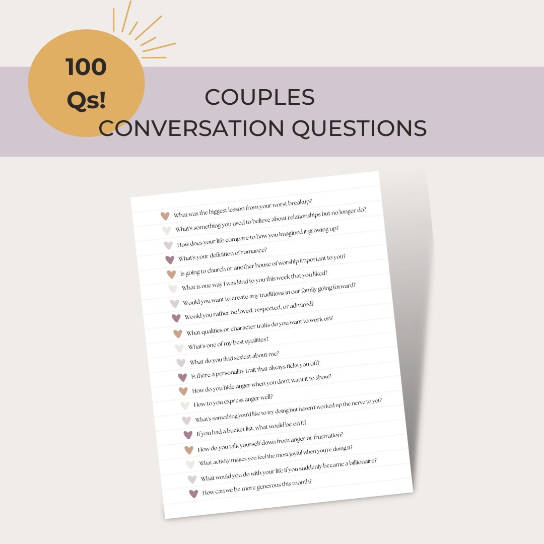 Couple Conversation Starters | 100 Relationship Questions (PDF) - Etsy