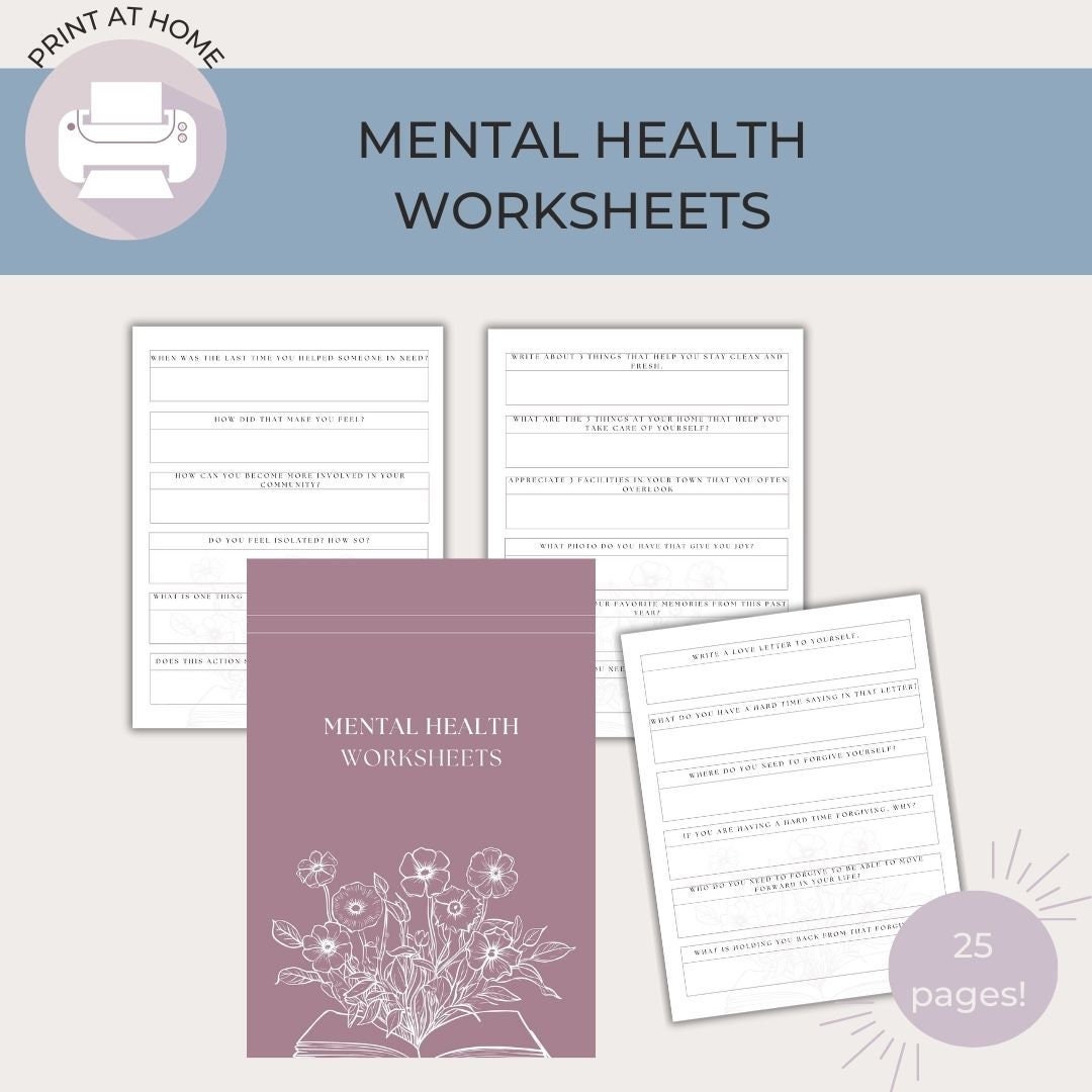 Mental Health Worksheets and Journaling Prompts for Self-care Tools - Etsy
