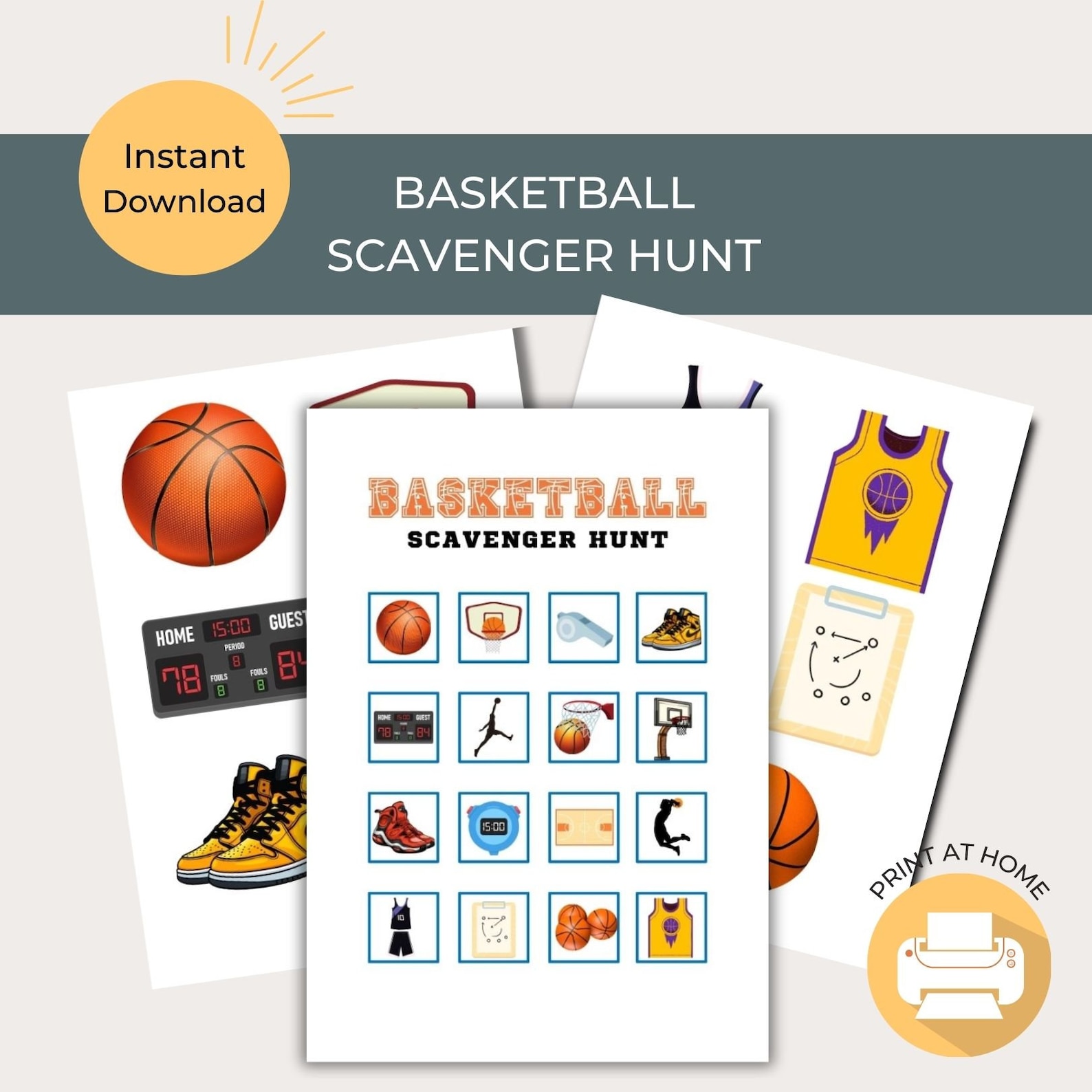 Basketball Scavenger Hunt | Printable Kids Party Game | Instant ...