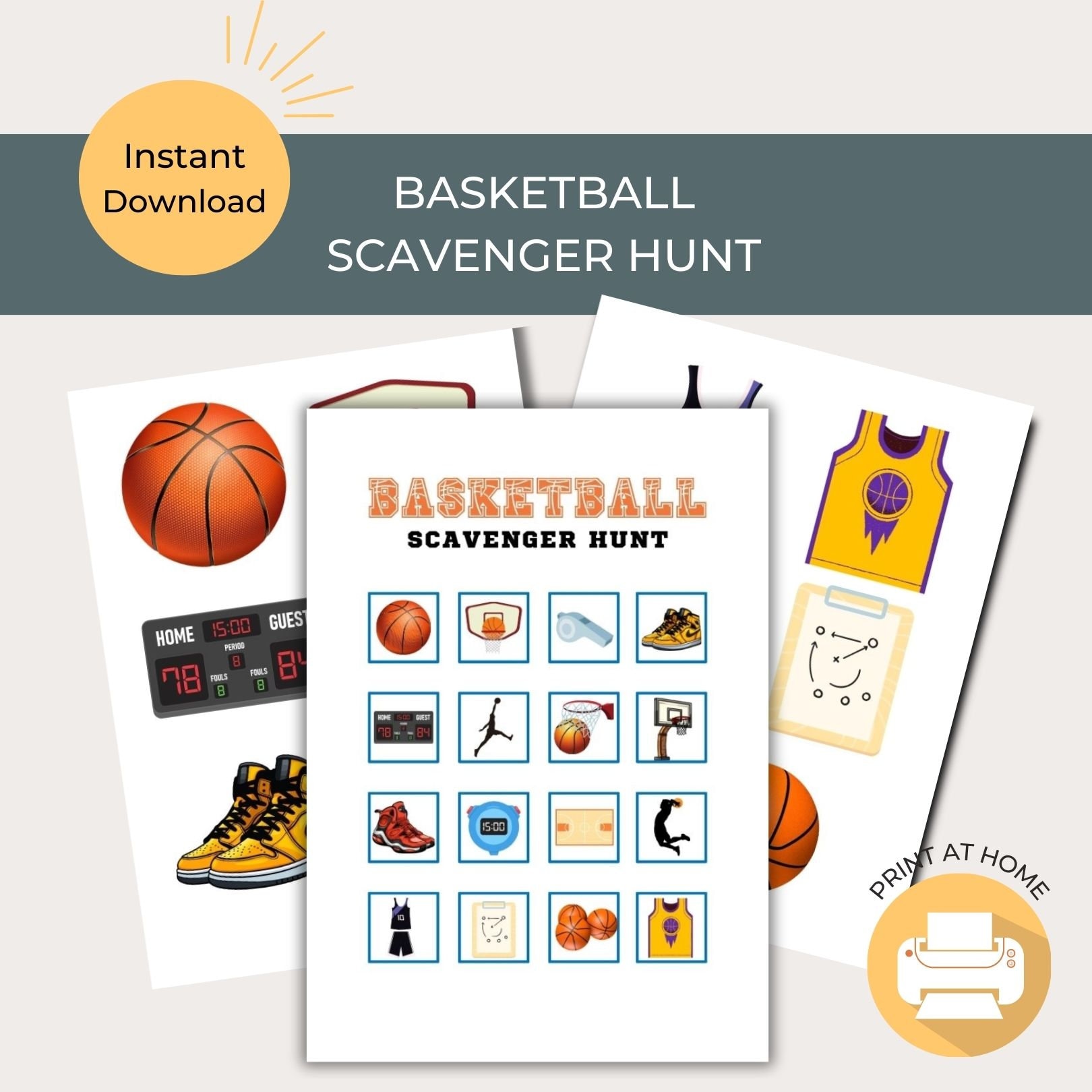 Basketball Scavenger Hunt | Printable Kids Party Game | Instant ...