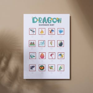 Dragon Scavenger Hunt | Printable Kids Party Game | Instant Download ...
