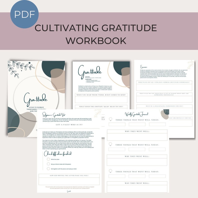 Gratitude Workbook to Cultivate Thankfulness Journal, Exercises and ...