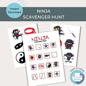 Ninja Scavenger Hunt | Printable Kids Party Game | Instant Download for ...