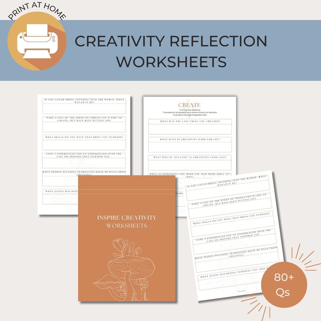 Creativity Reflection Worksheets and Journaling Prompt Cards for Self ...
