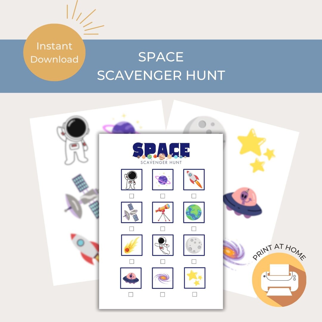 Space Scavenger Hunt Printable Kids Party Game Instant Download ...