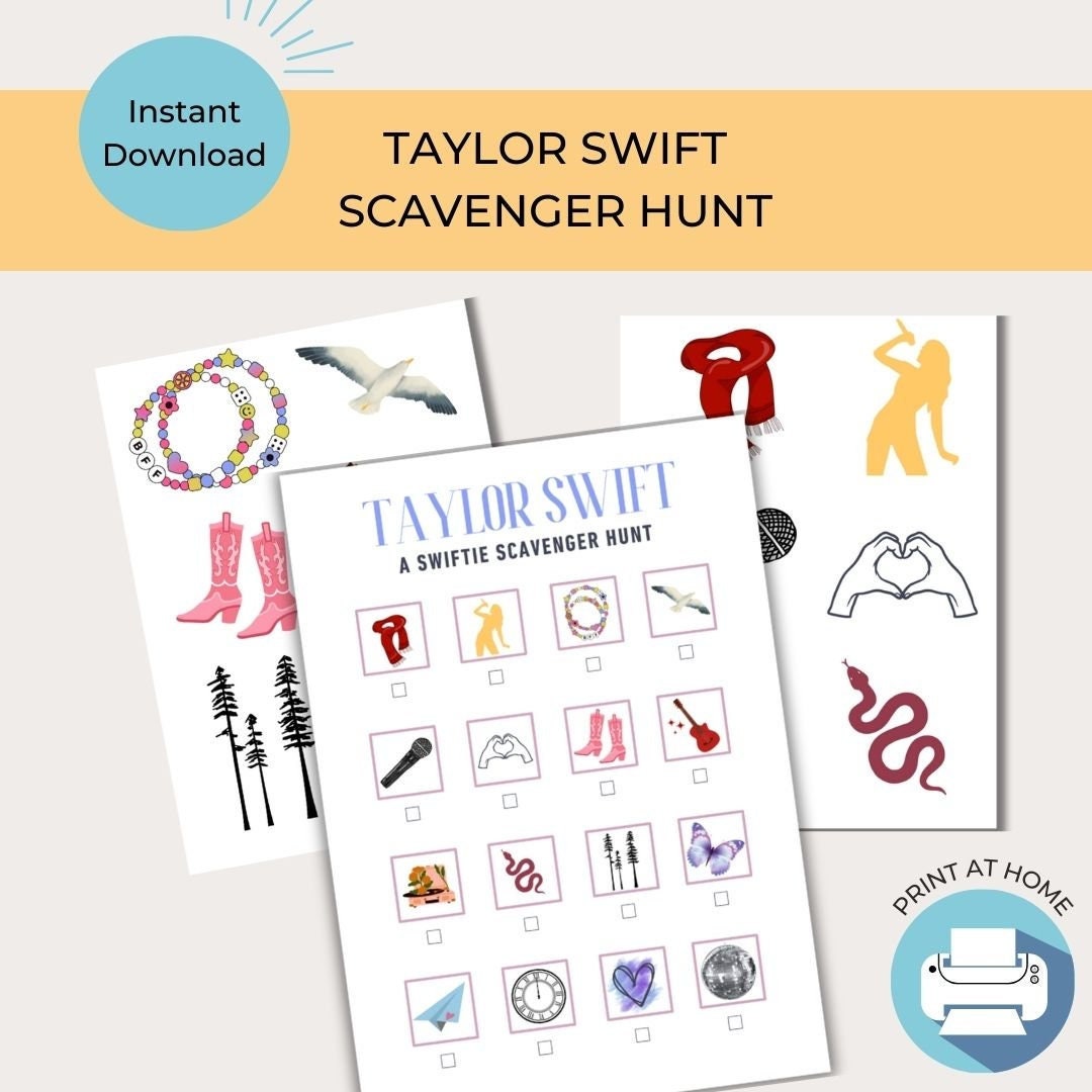 Taylor Swift Scavenger Hunt & Party Game | Instant Download Kids Game ...
