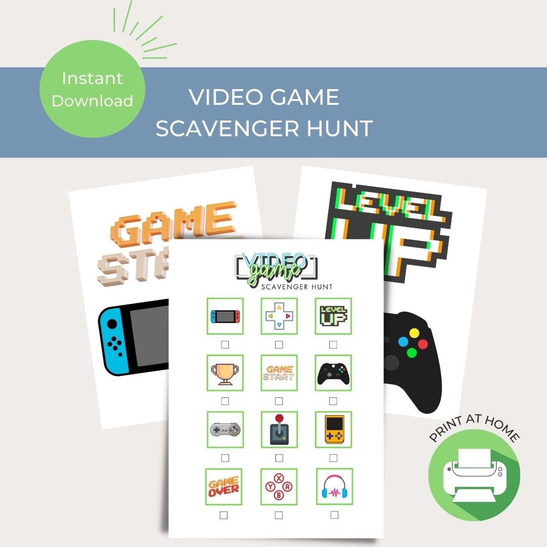 Video Game Printable Scavenger Hunt & Party Game | Instant Download ...