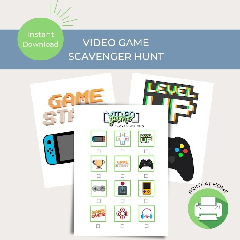 Video Game Printable Scavenger Hunt & Party Game Instant Download Kids ...