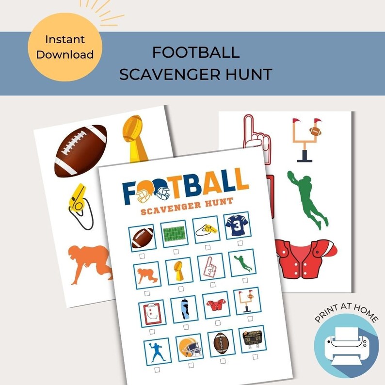 Football Scavenger Hunt | Printable Kids Party Game | Instant Download ...