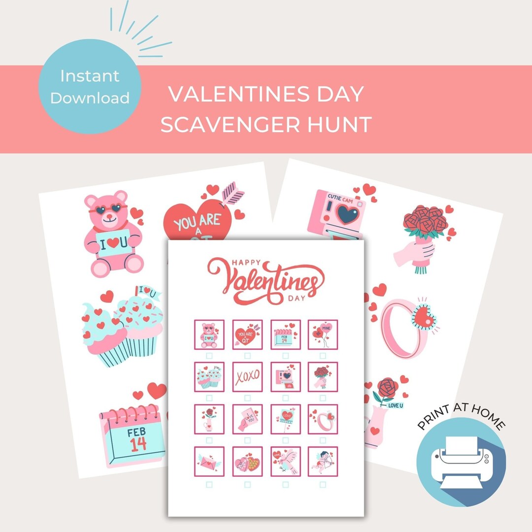 Valentine's Day Scavenger Hunt | Printable Kids Party Game | Instant ...