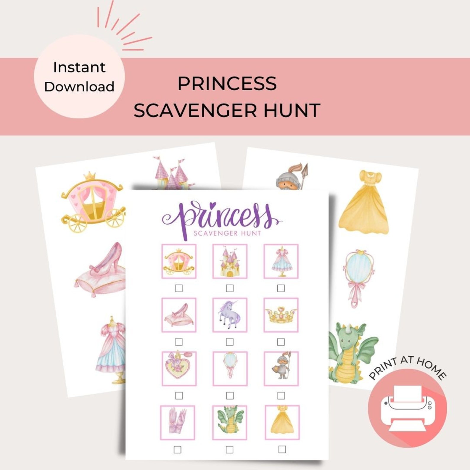 Princess Printable Scavenger Hunt & Party Game | Instant Download Kids ...