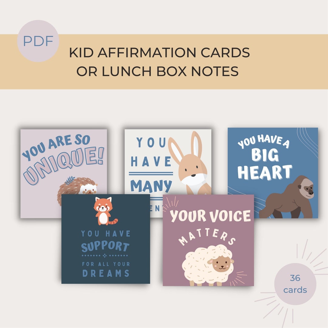 Printable Lunchbox Notes and Positive Cards for Inspiring Elementary ...