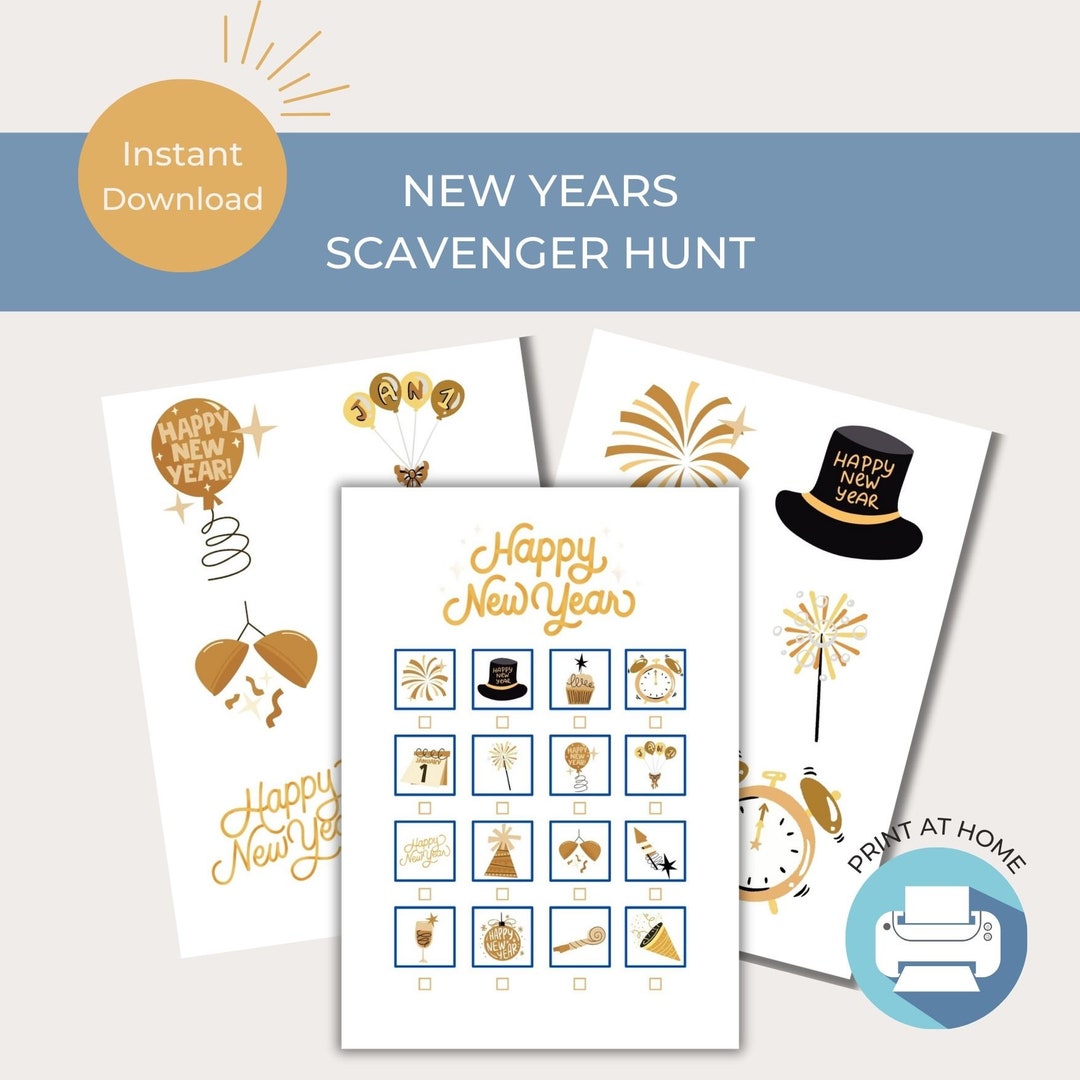 New Year Scavenger Hunt Printable Kids Party Game Instant - Etsy