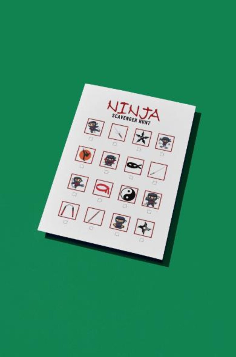 Ninja Scavenger Hunt Printable Kids Party Game Instant Download Ninjago ...