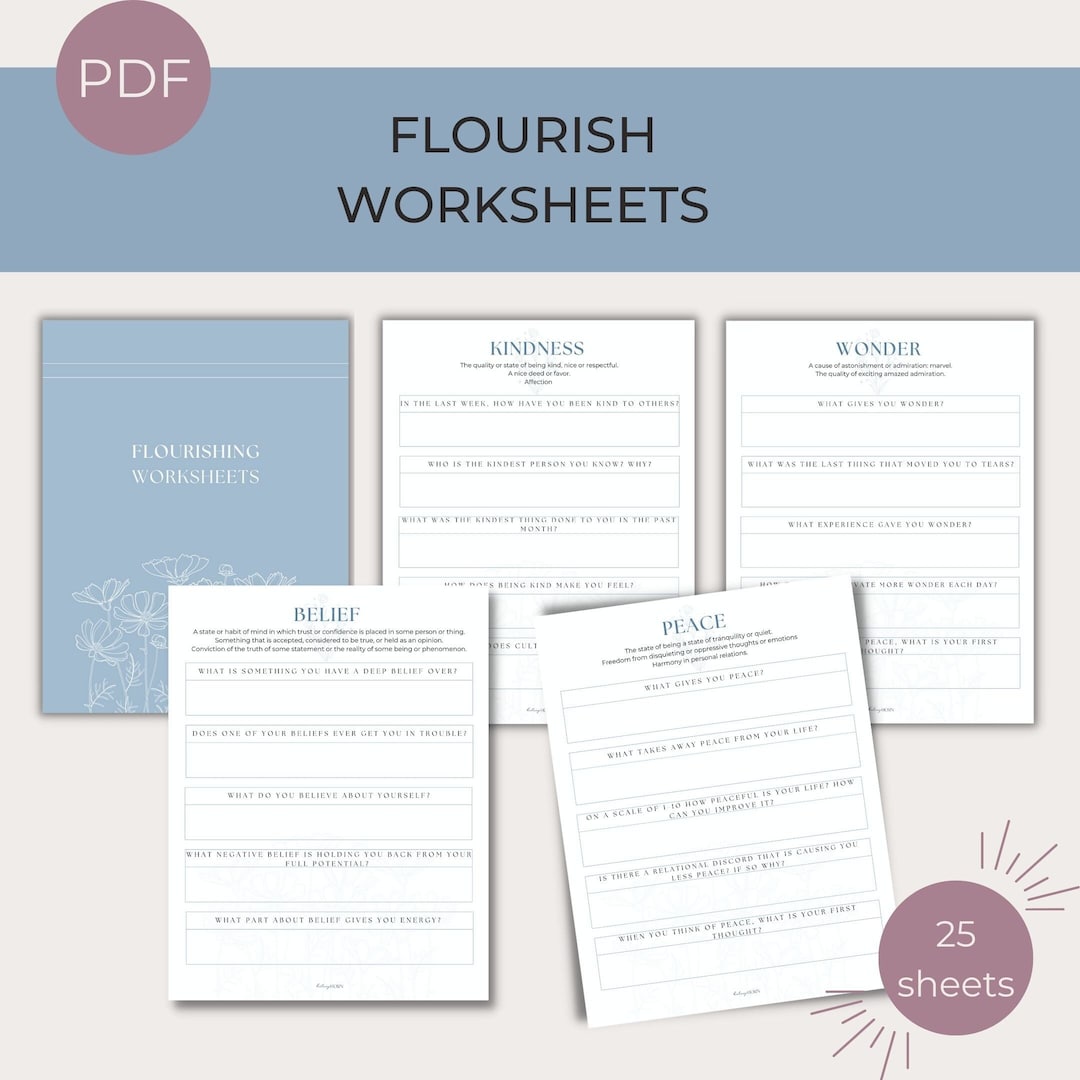 Flourish Worksheets and Journaling Prompt Cards for Self-care ...