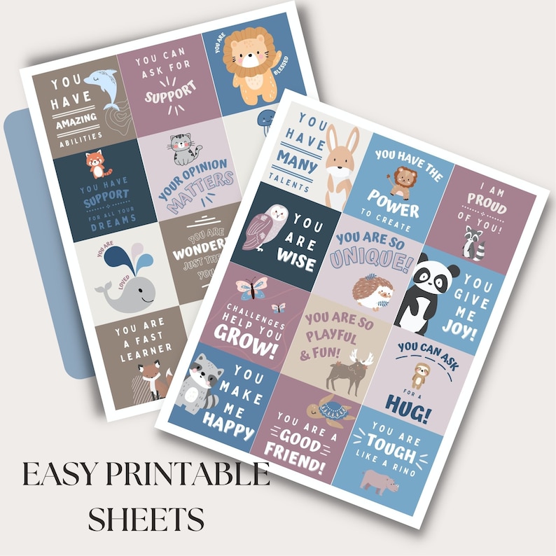 Printable Lunchbox Notes and Positive Cards for Inspiring Elementary ...