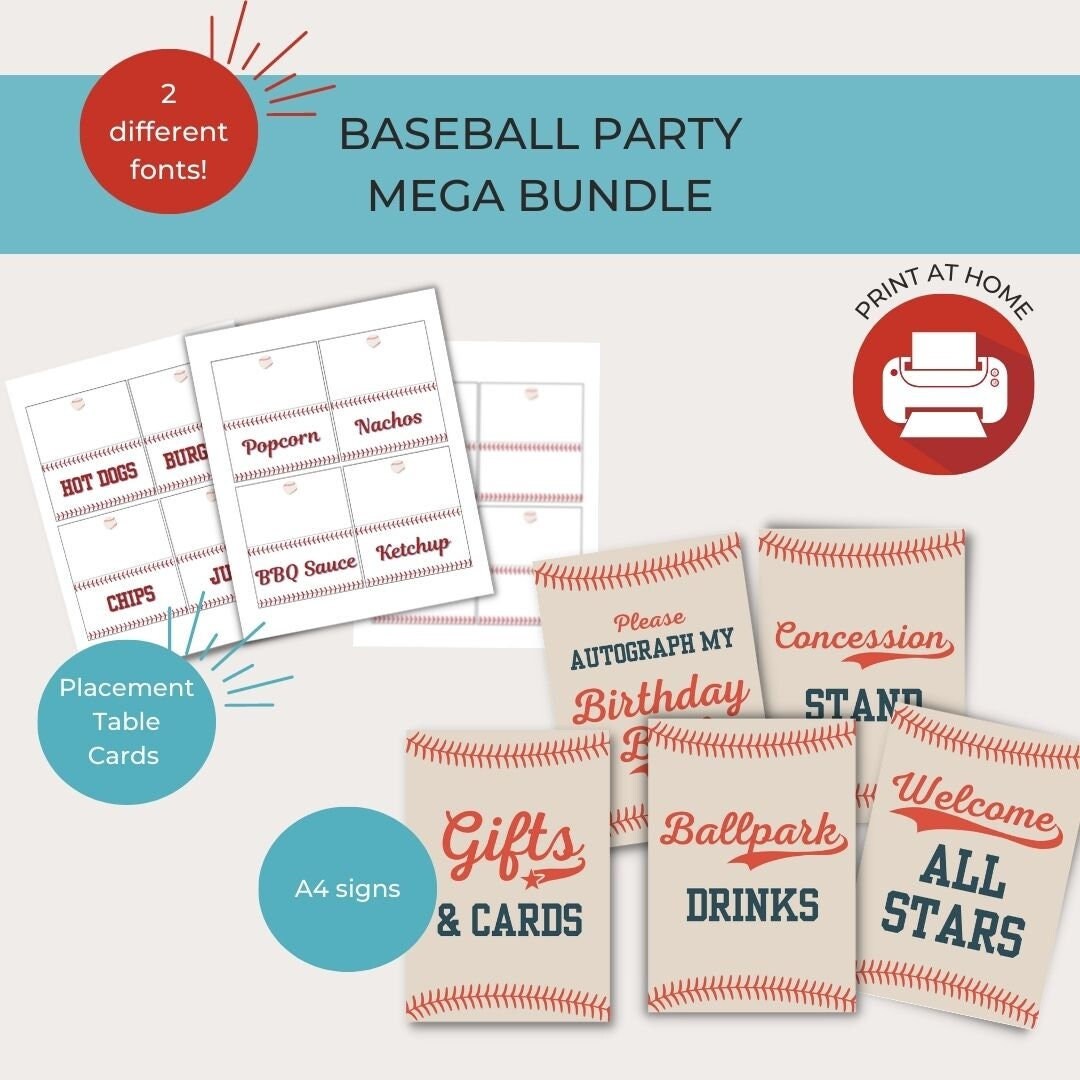 Baseball Mega Party Bundle Signs for Decoration Sport Birthdays Tent ...