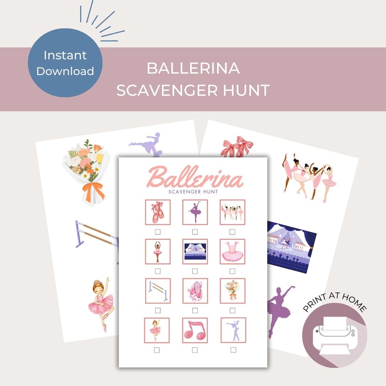 Ballerina Printable Scavenger Hunt & Party Game | Ballet Instant ...