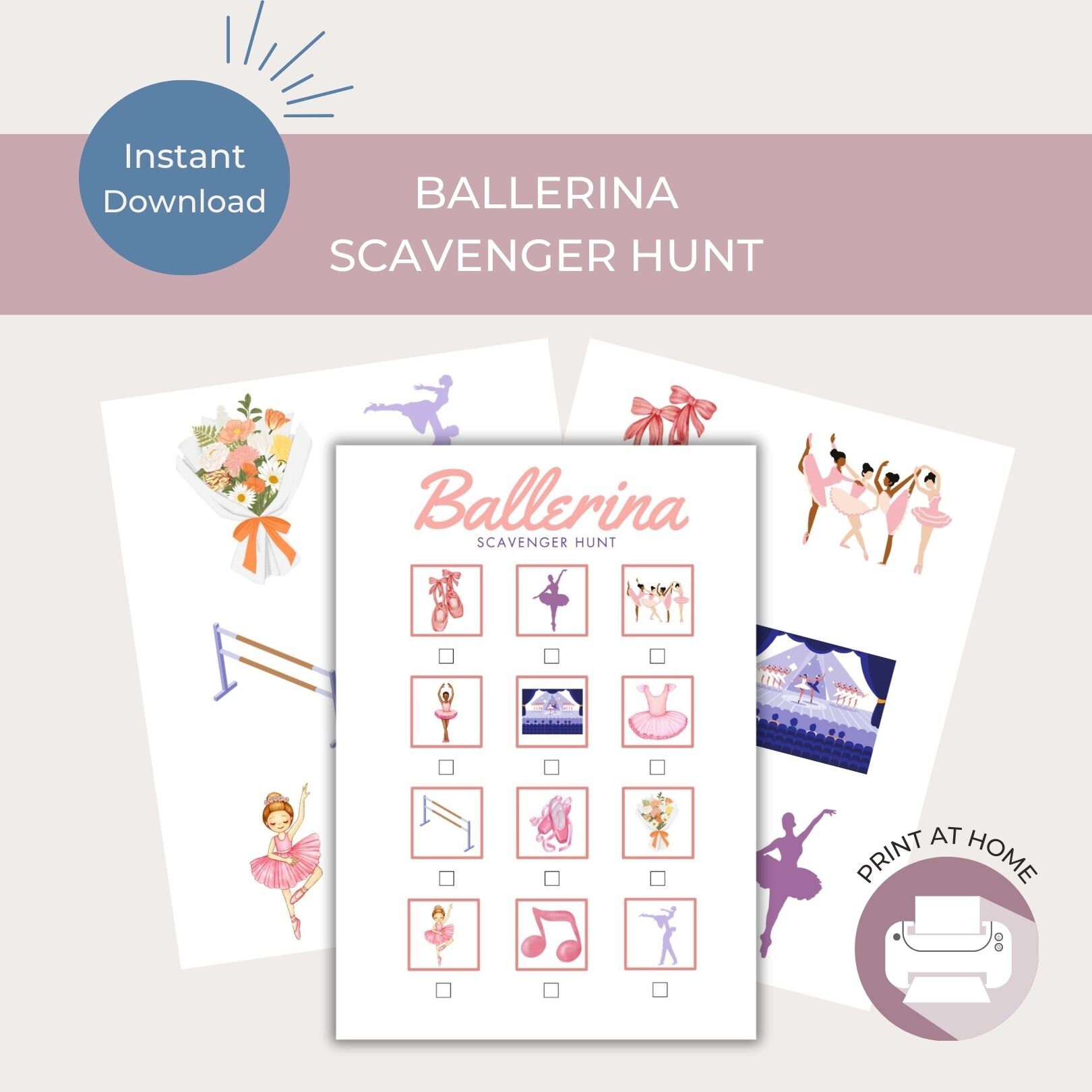 Ballerina Printable Scavenger Hunt & Party Game Ballet Instant Download ...